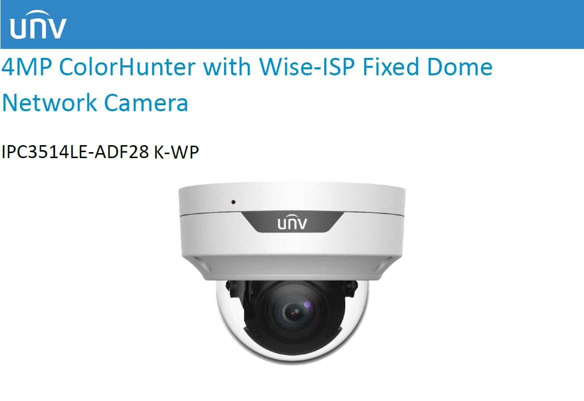 UNV IPC3514LE-ADF28K-WP 4.0MP/4mm/30m/BUILT IN MIC/256GB SD CARD SUPPORTED/IK10 COLORHUNTER WITH ...